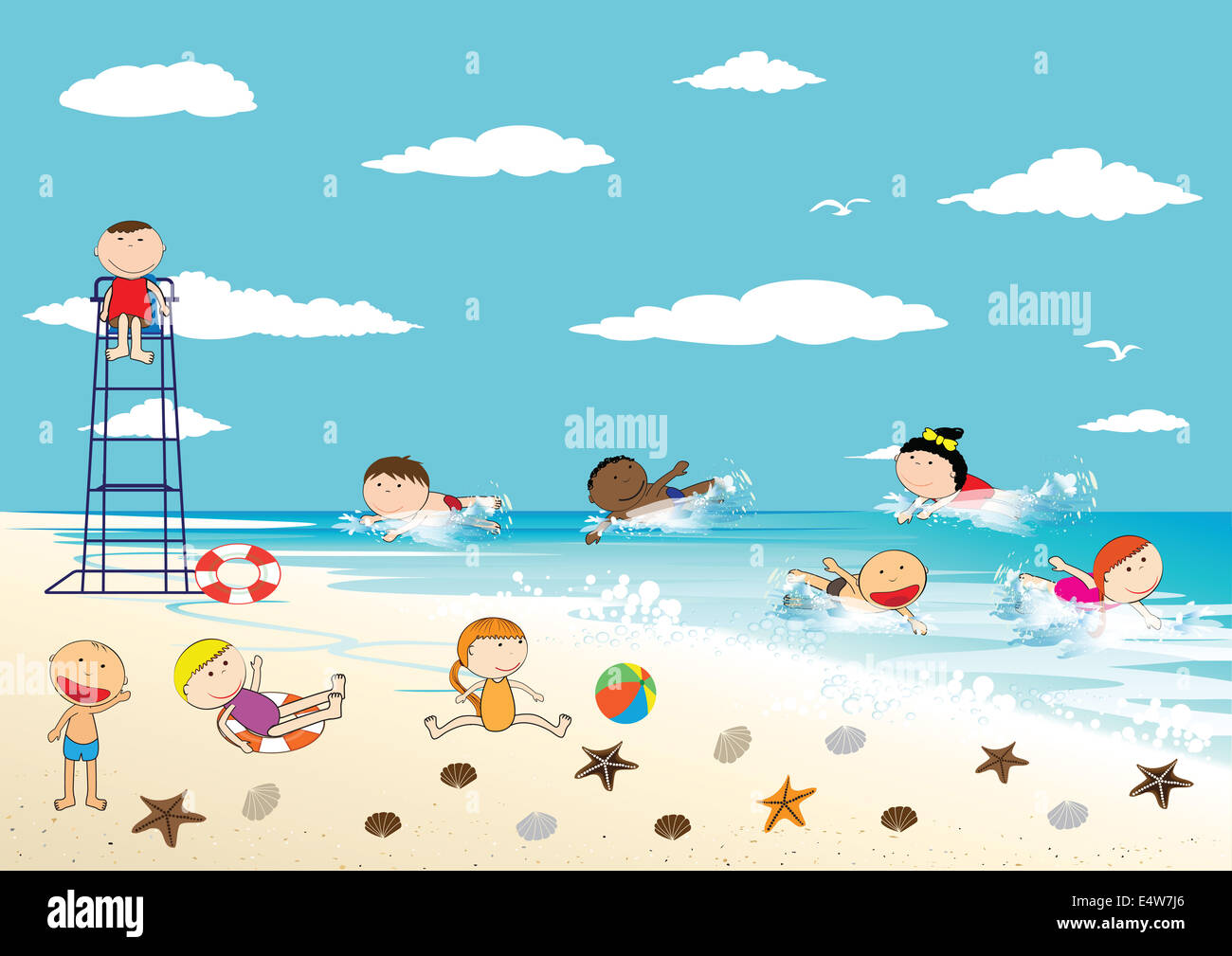 Happy kids and the sea Stock Photo - Alamy