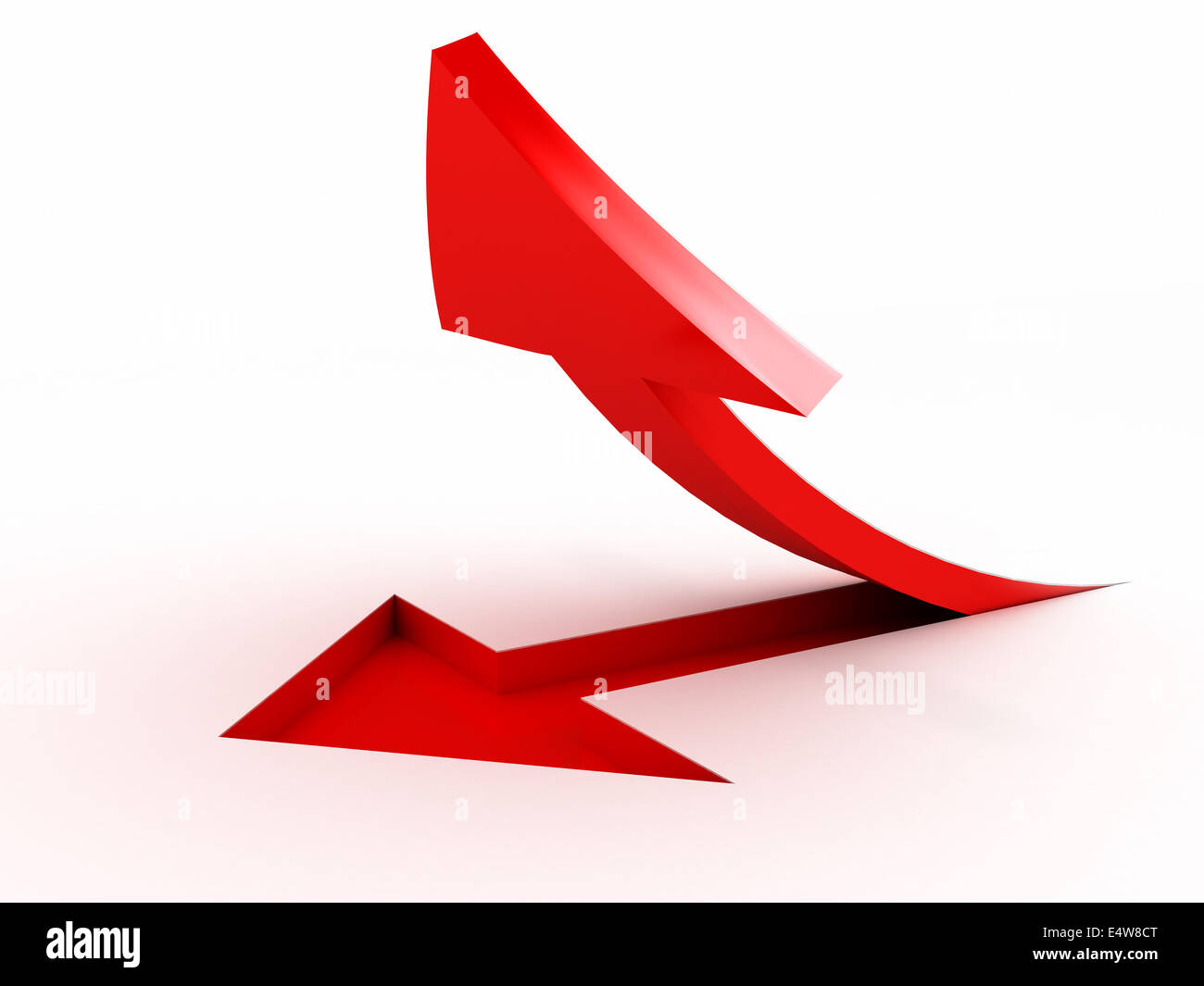 3D red arrow over white background Stock Photo - Alamy