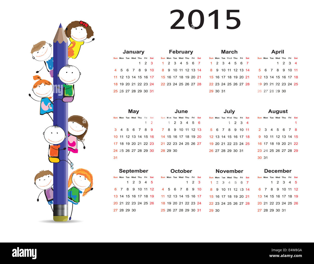 October calendar 2015 Cut Out Stock Images & Pictures - Alamy