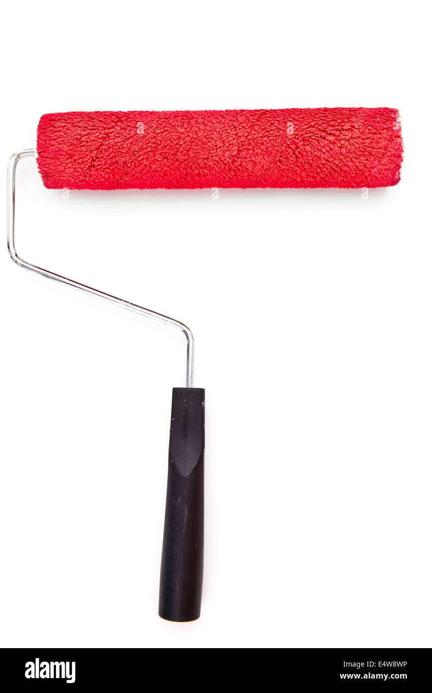 Red paint roller Stock Photo - Alamy