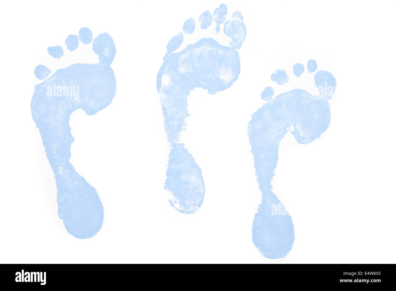 Three blue footprints Stock Photo - Alamy