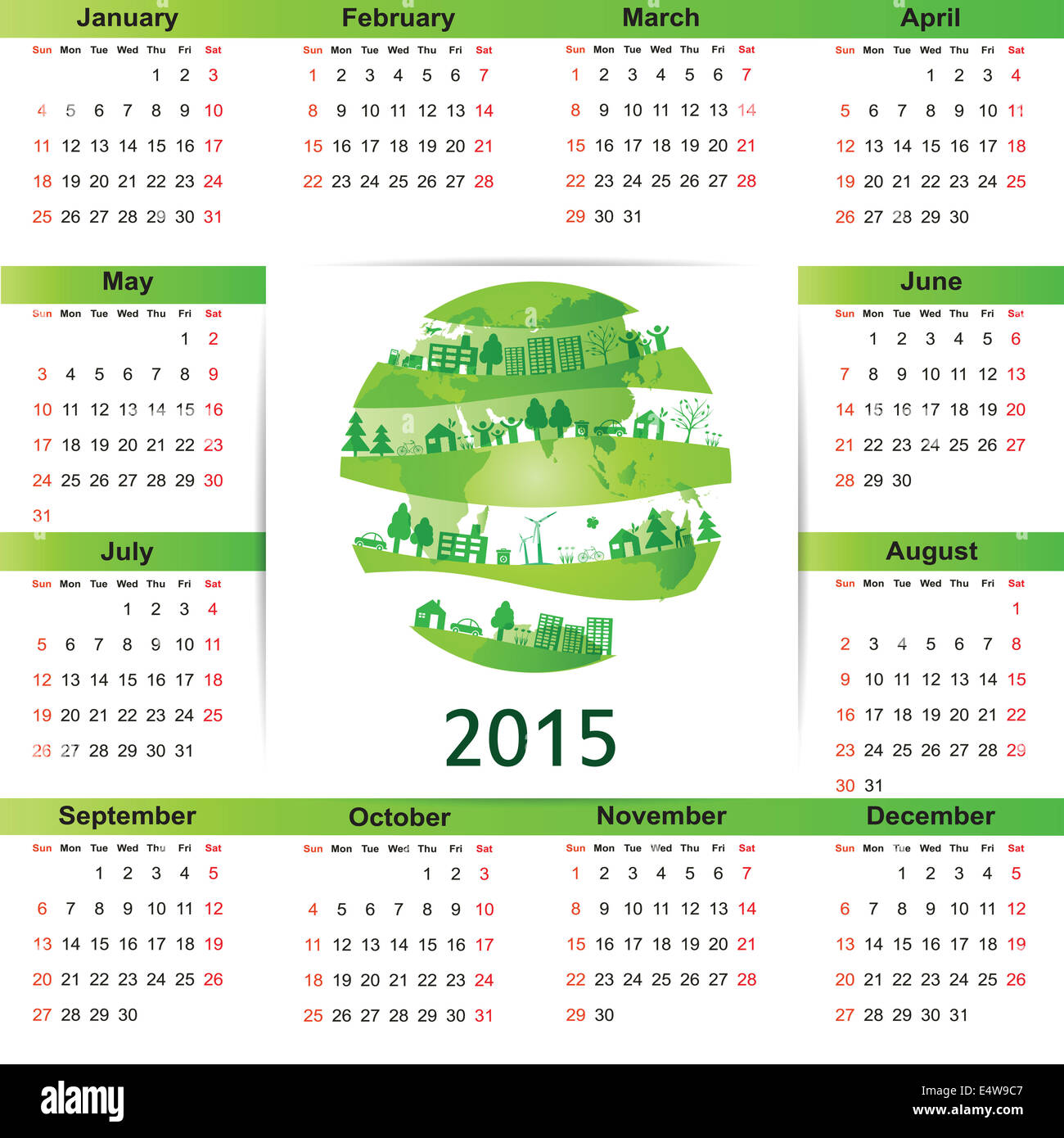 2015 calendar vector illustration hi-res stock photography and images ...