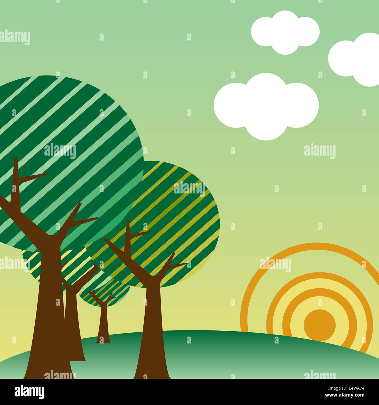 Retro style landscape sunset Stock Photo - Alamy