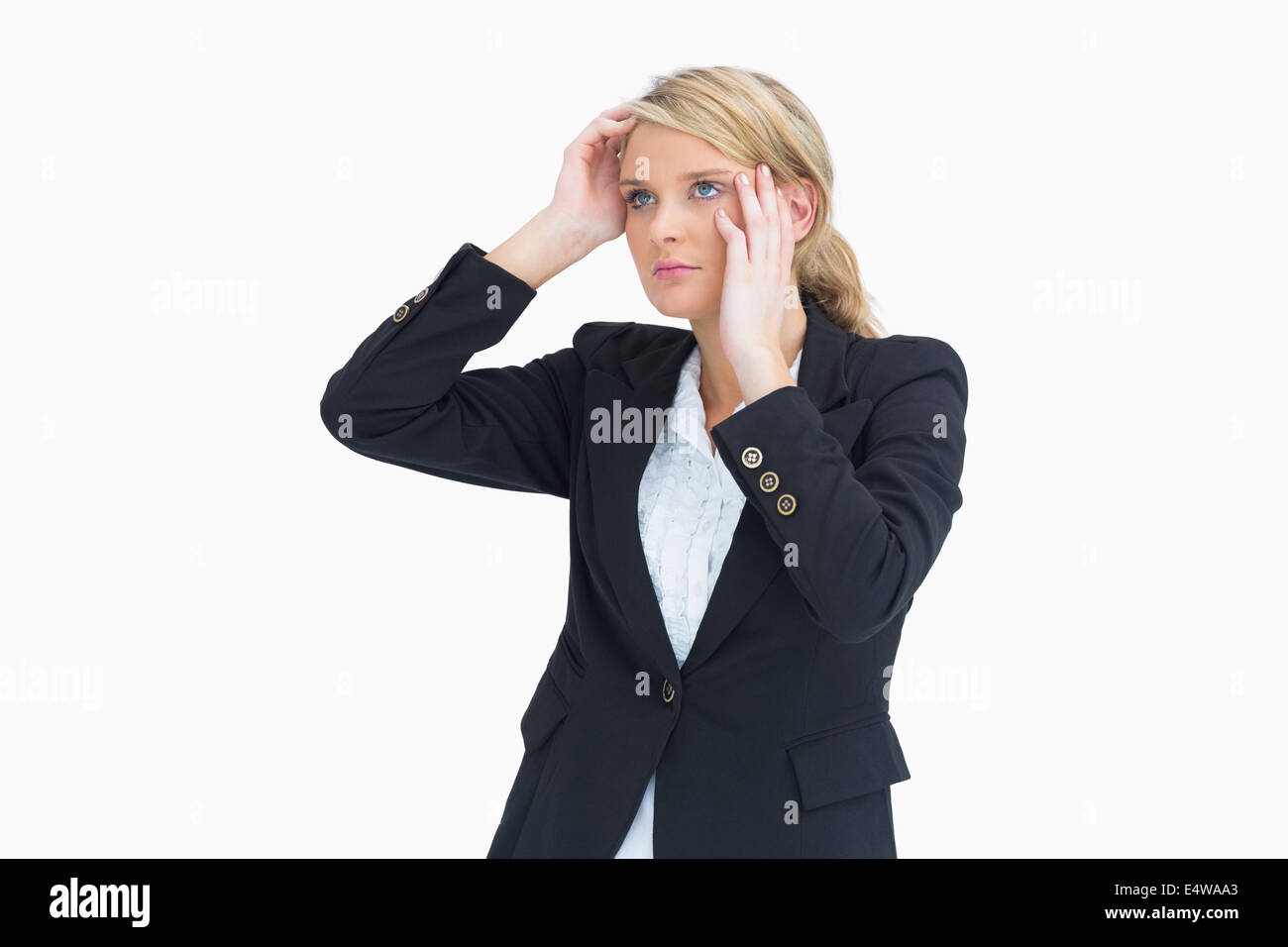Woman looking thoughtful and wondering Stock Photo - Alamy