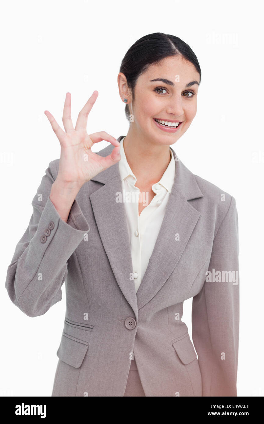 Young businesswoman giving approval Stock Photo - Alamy