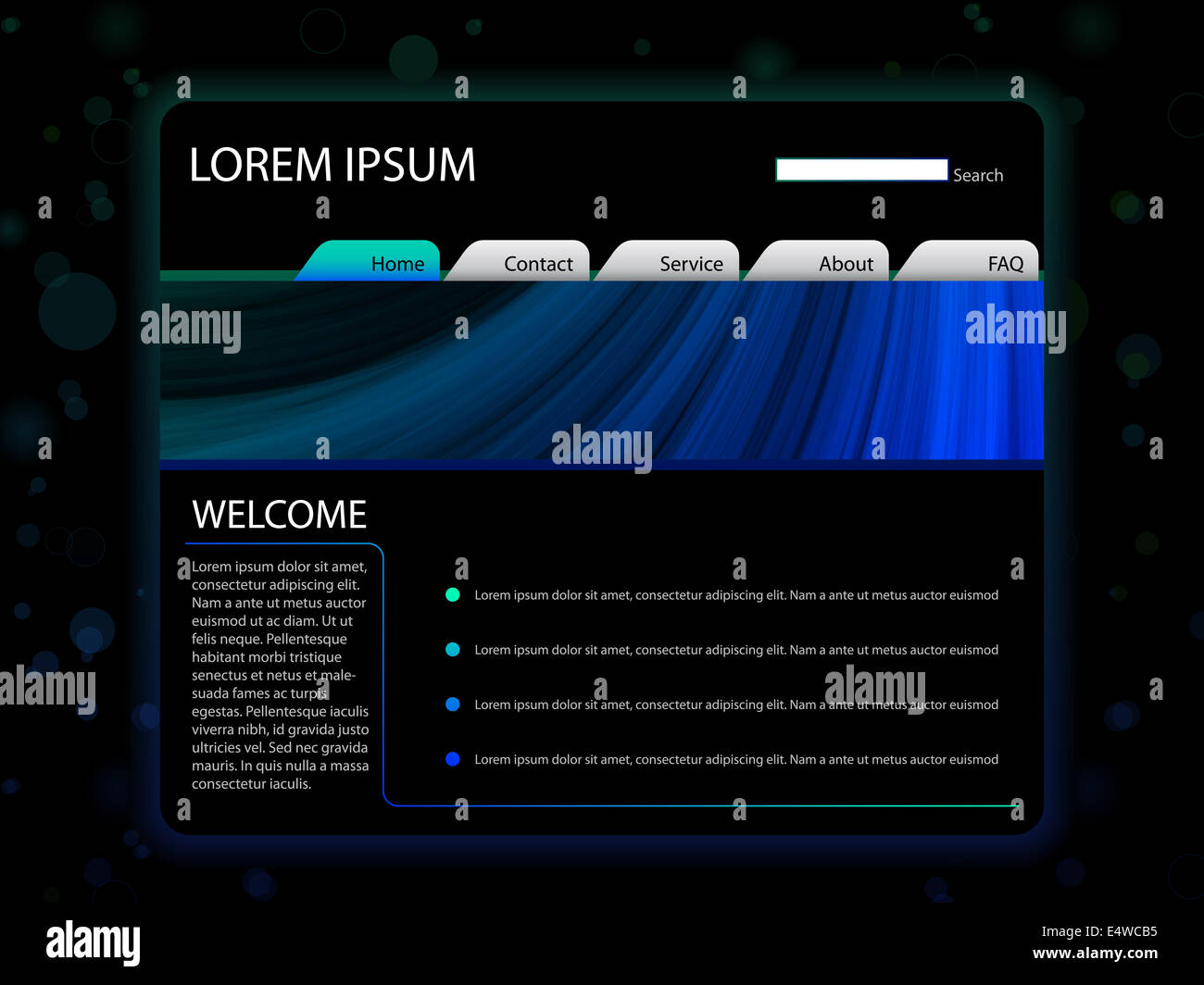 Website Layout Template in Blue Color Stock Photo - Alamy