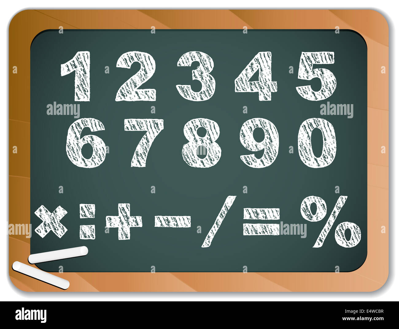 Chalk Numbers on Blackboard Stock Photo - Alamy