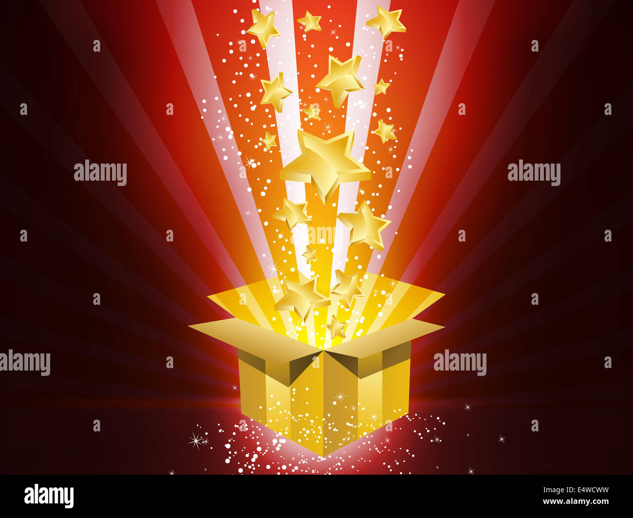 Open gift box golden ribbon hi-res stock photography and images - Alamy