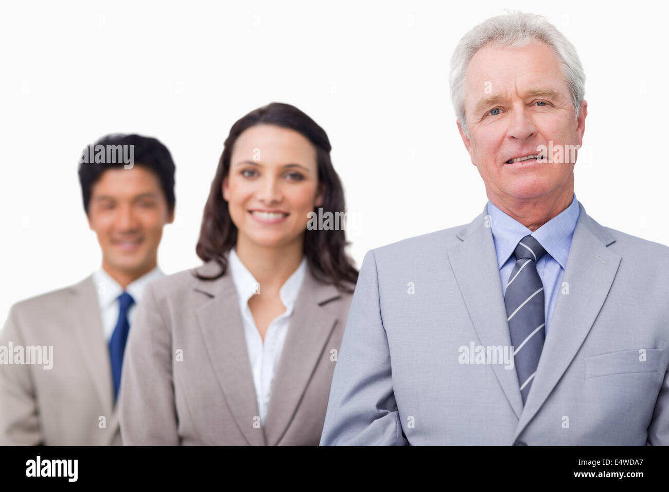 Senior salesman with his team Stock Photo - Alamy