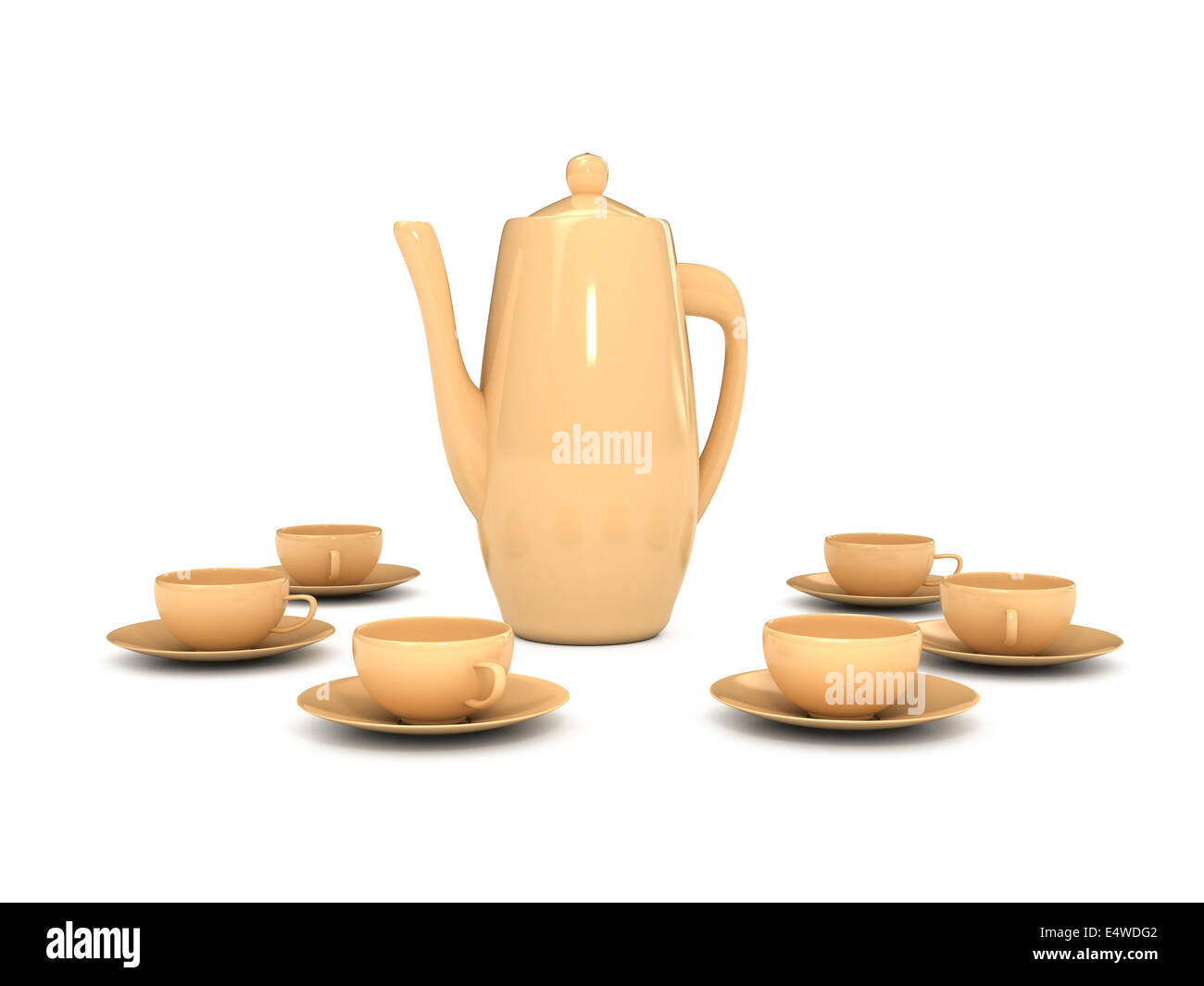 Elegant teapot and cups Cut Out Stock Images & Pictures - Alamy