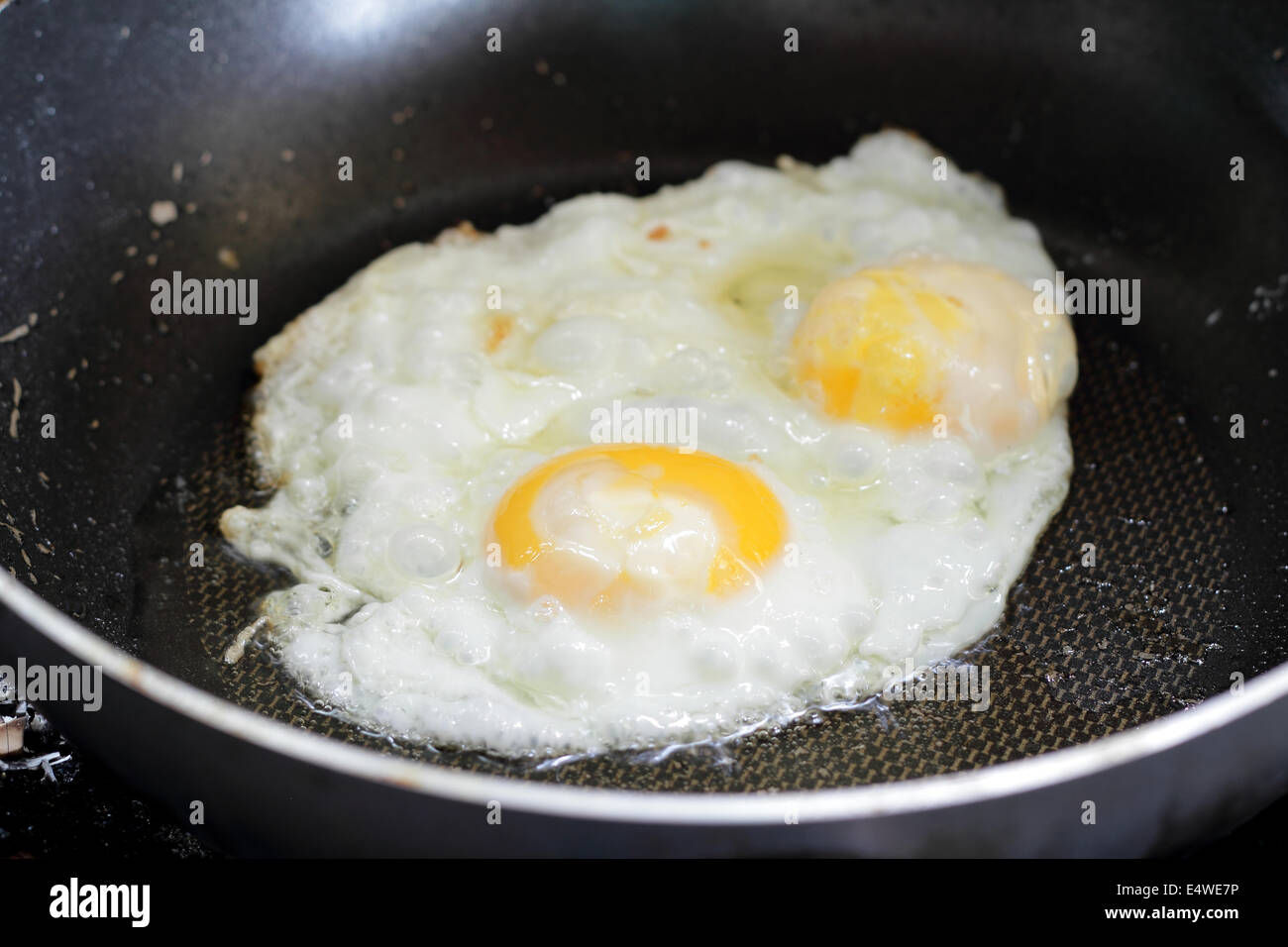 Fried egg in the Teflon pan Stock Photo - Alamy