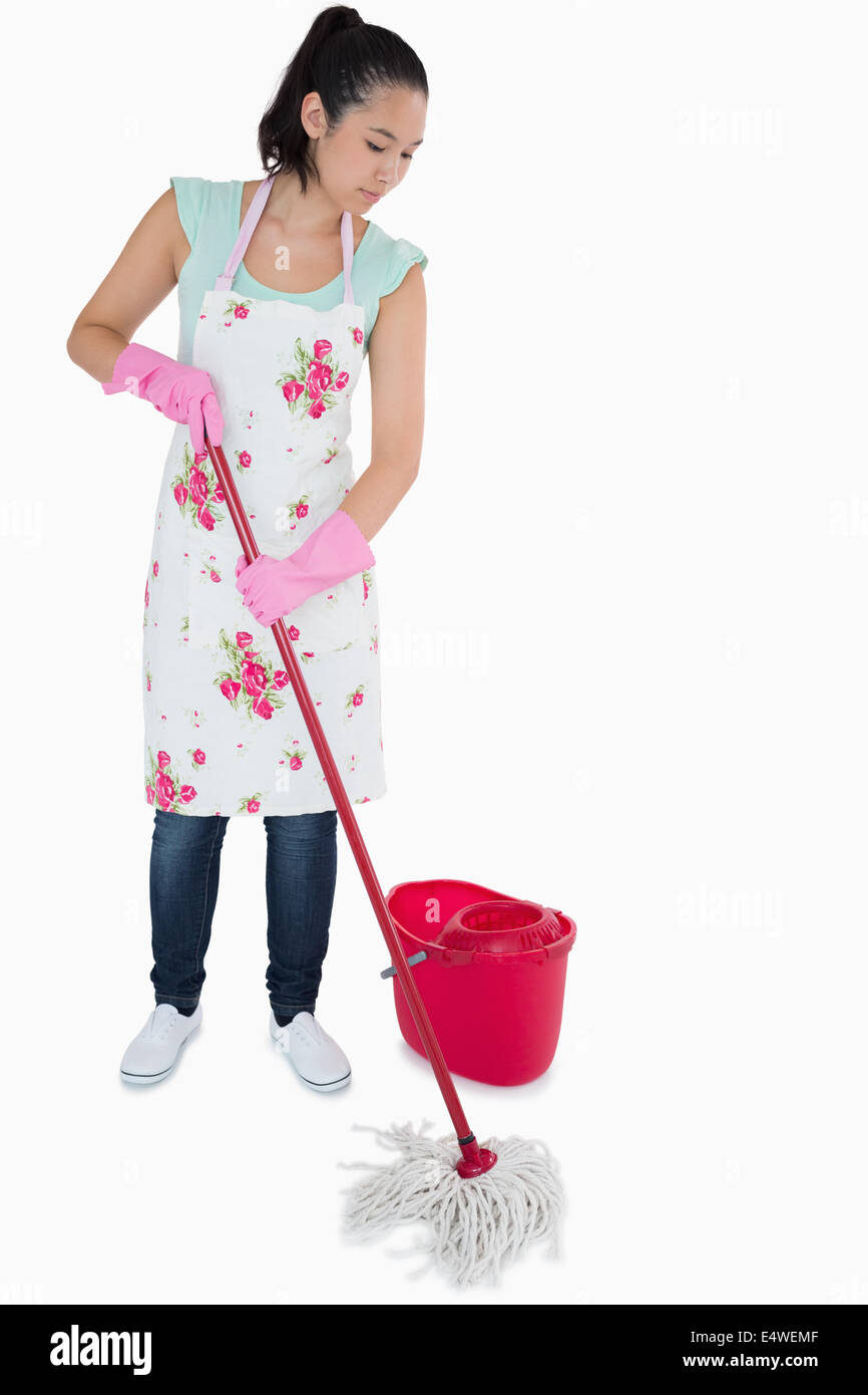 Woman cleaning floor bucket Cut Out Stock Images & Pictures - Alamy