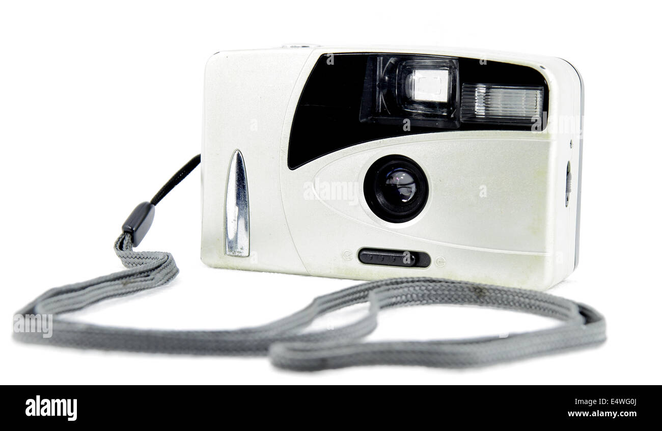Front of retro camera in white isolated background Stock Photo - Alamy