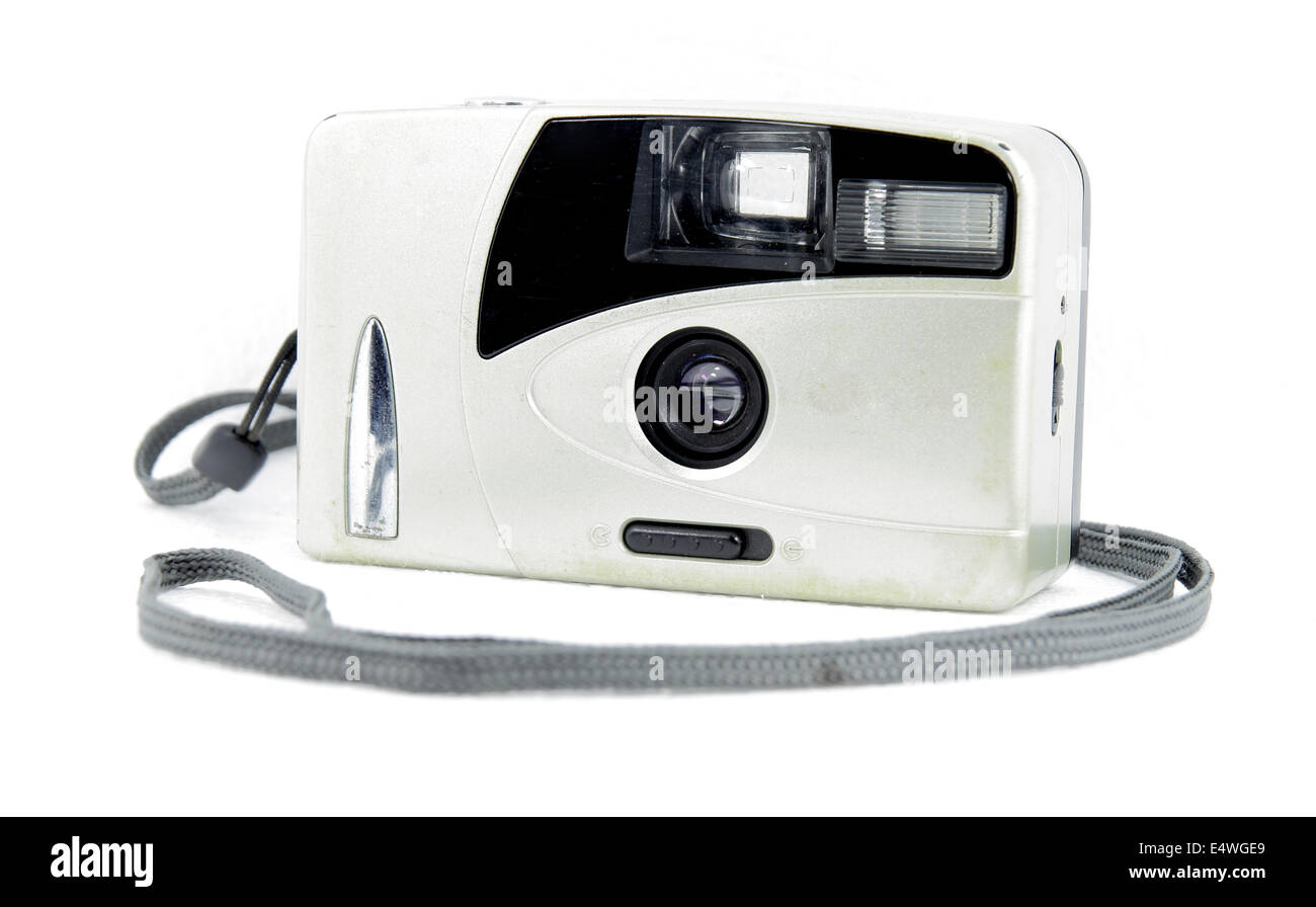 Front of retro camera in white isolated background Stock Photo - Alamy