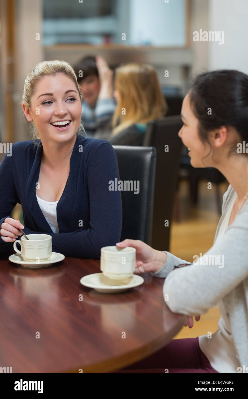 Women sitting at the coffee shop chatting Stock Photo - Alamy
