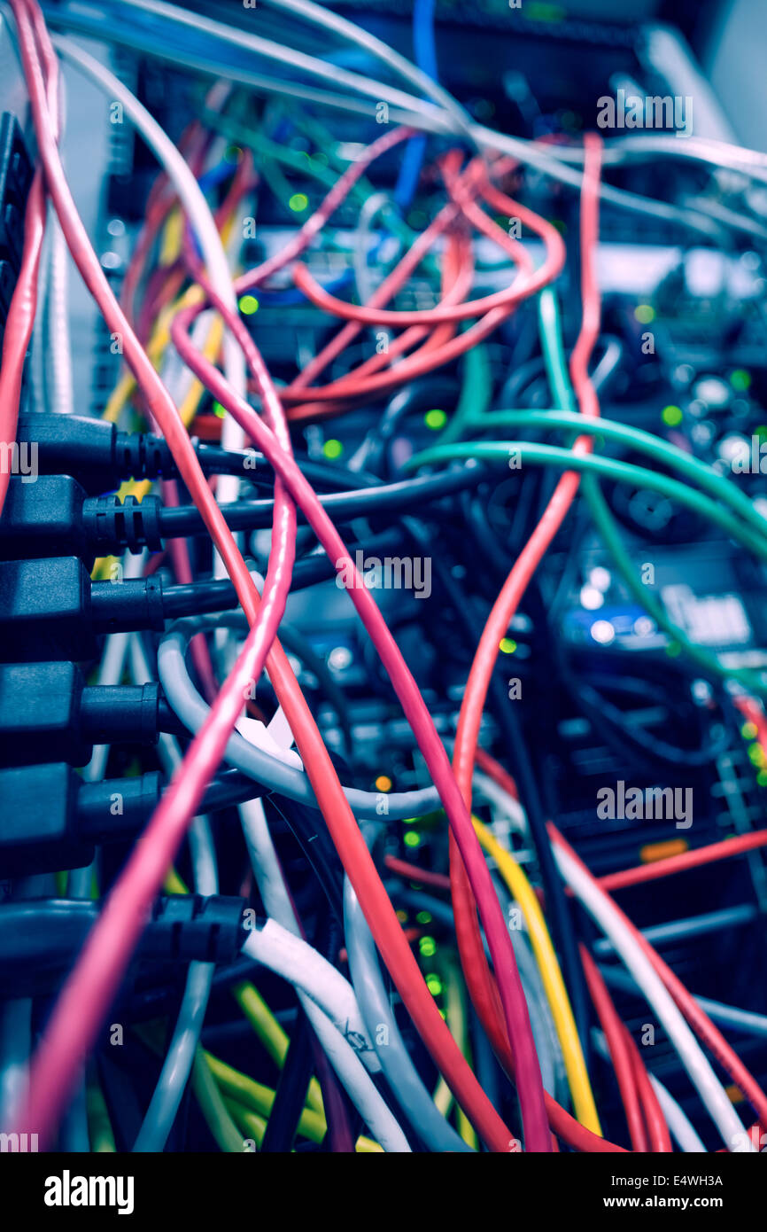 Cables in server Stock Photo - Alamy