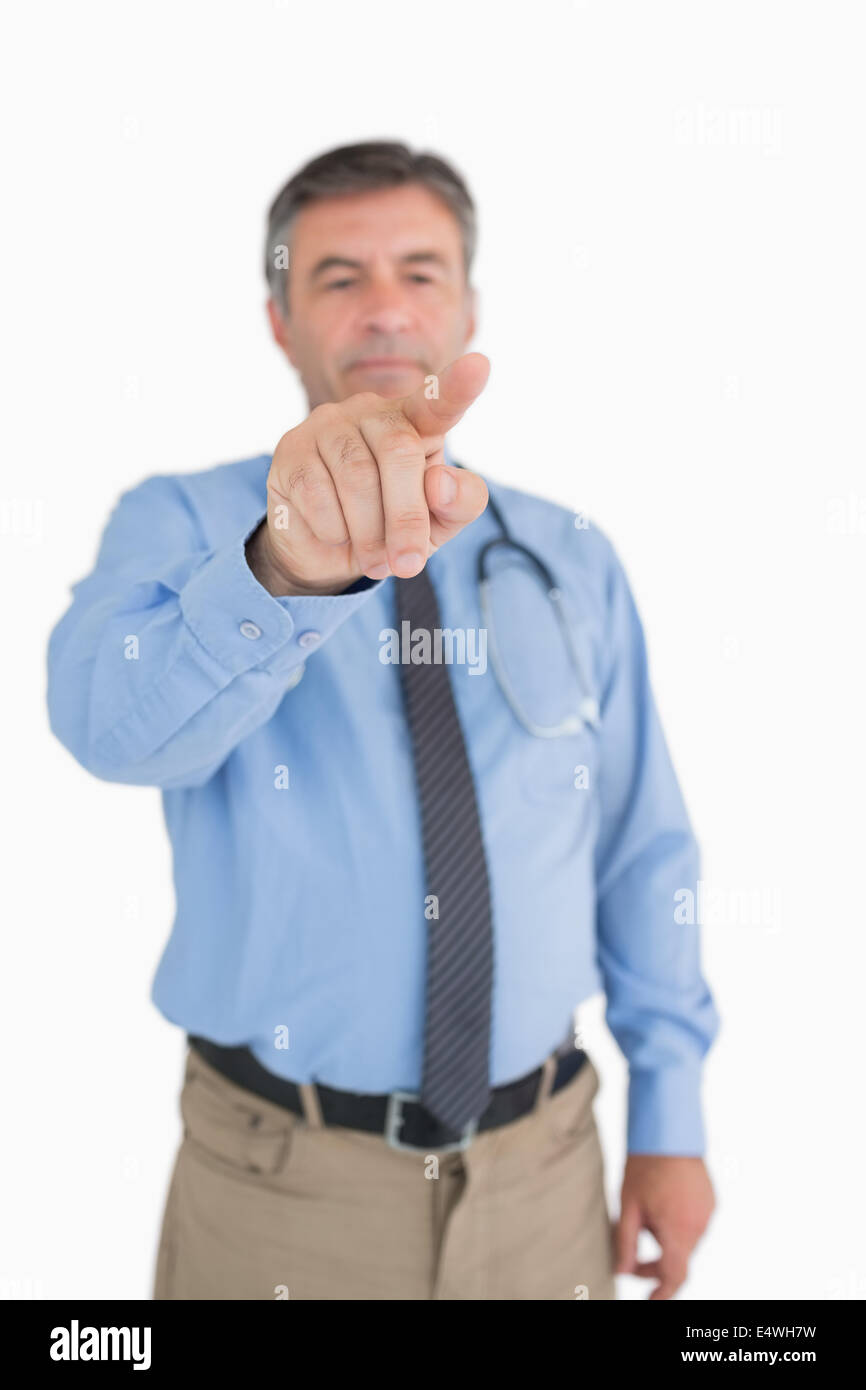 Doctor touching something Stock Photo - Alamy
