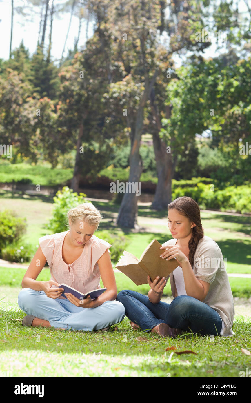 Friends reading their books in the park Stock Photo - Alamy