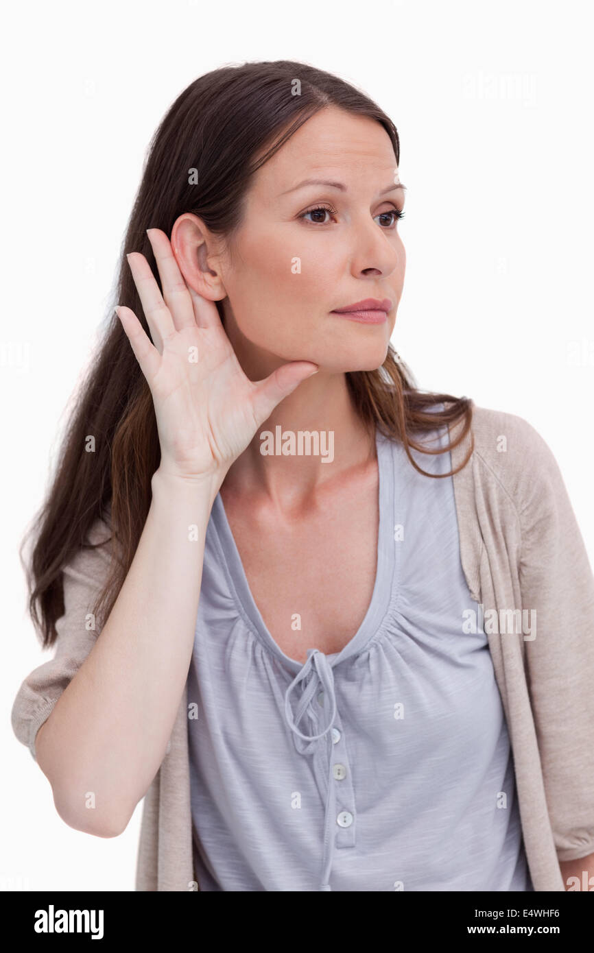 Close up young woman listen hi-res stock photography and images - Alamy