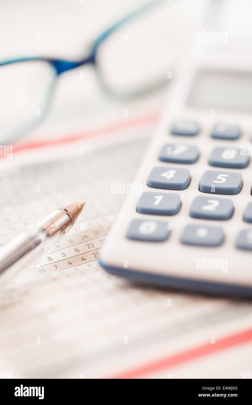 Calculator and maths tables Stock Photo - Alamy
