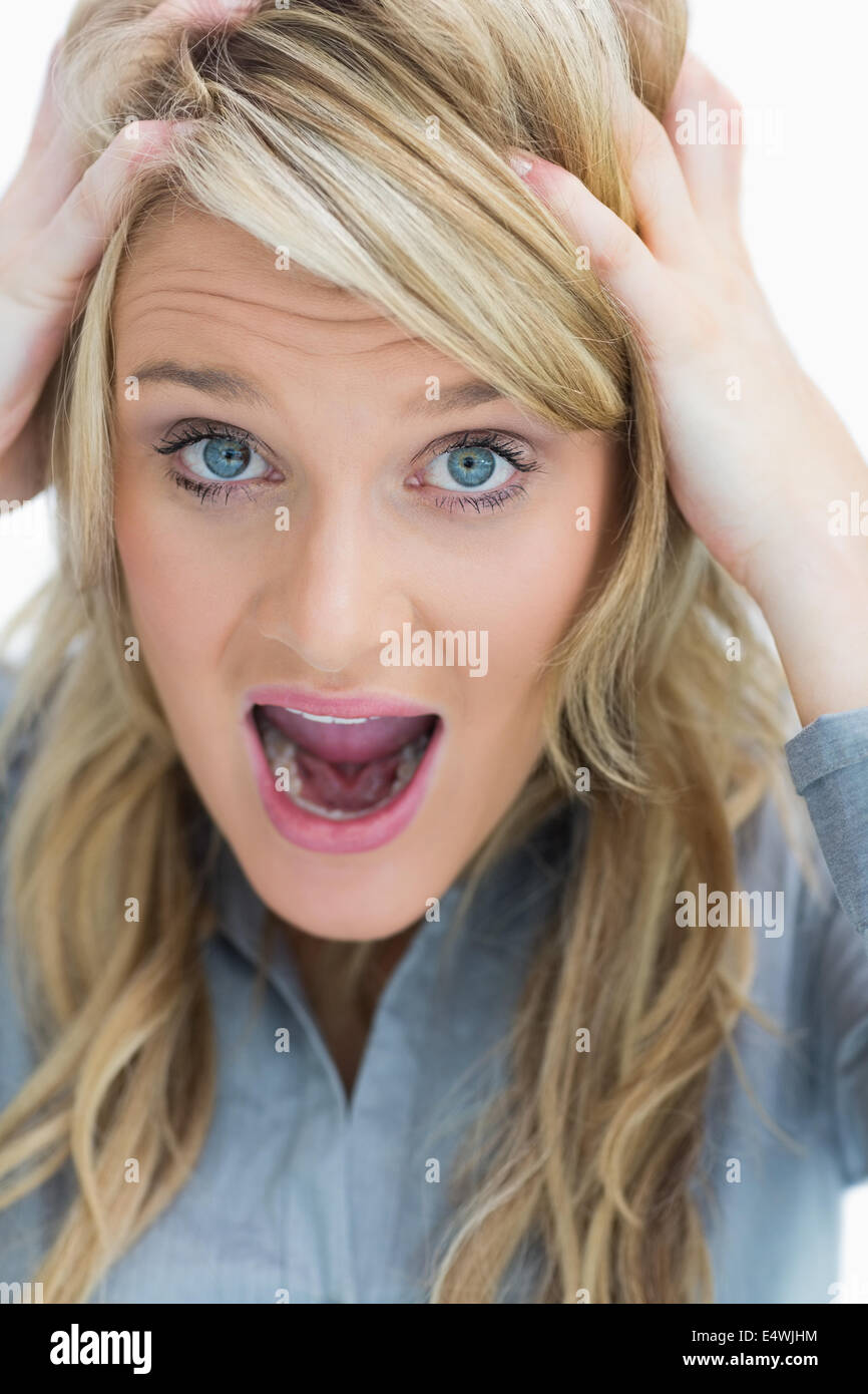 Woman looking frustrated Stock Photo - Alamy