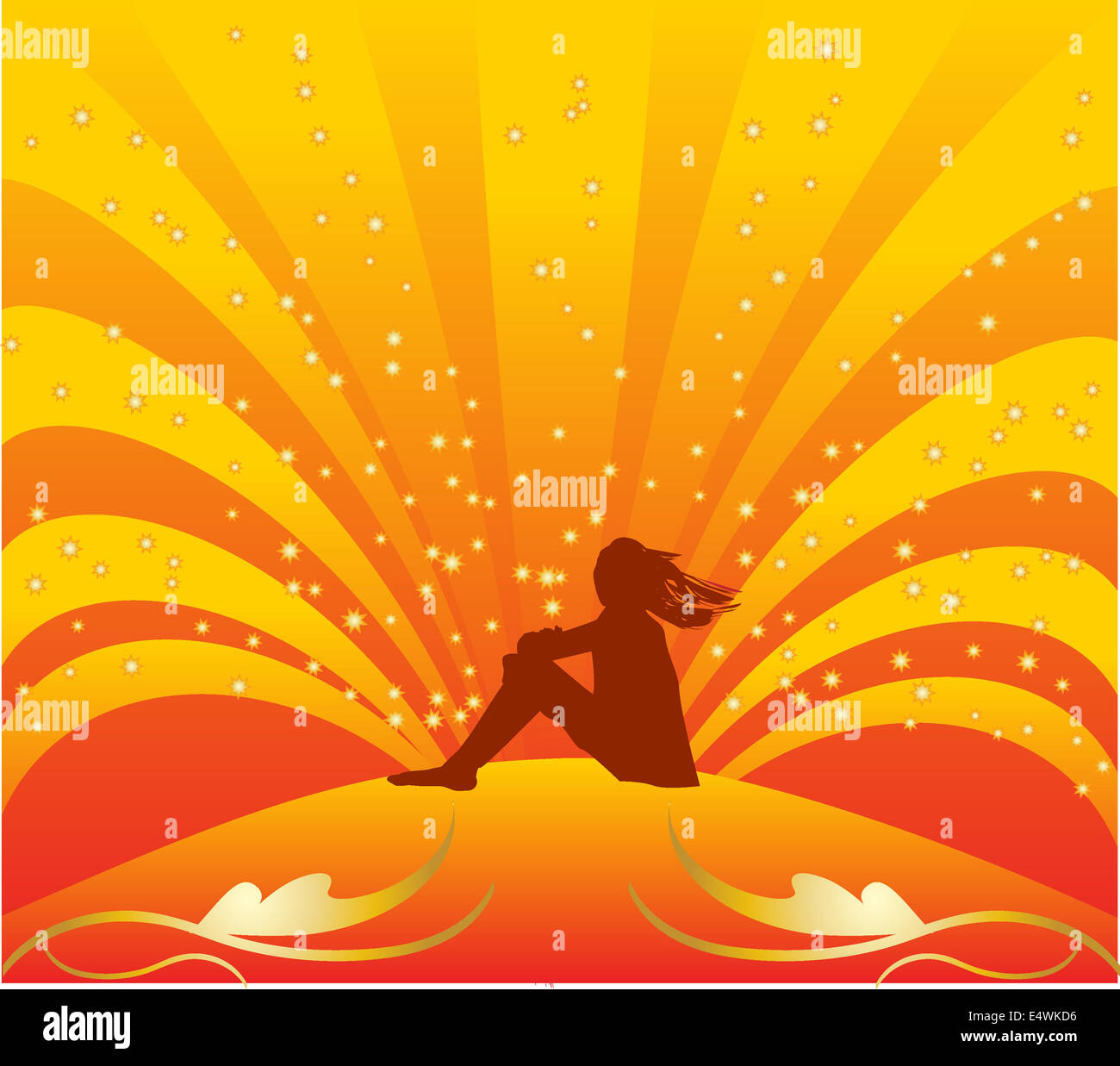 Girl on sun Stock Photo - Alamy