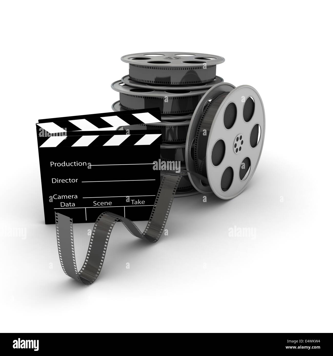 Film Slate with Movie Film Reel Stock Photo - Alamy