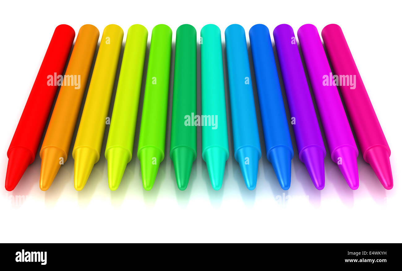 Colour crayons over white background Stock Photo - Alamy