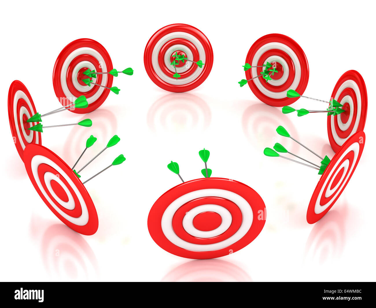 3d target with arrows over white background Stock Photo - Alamy