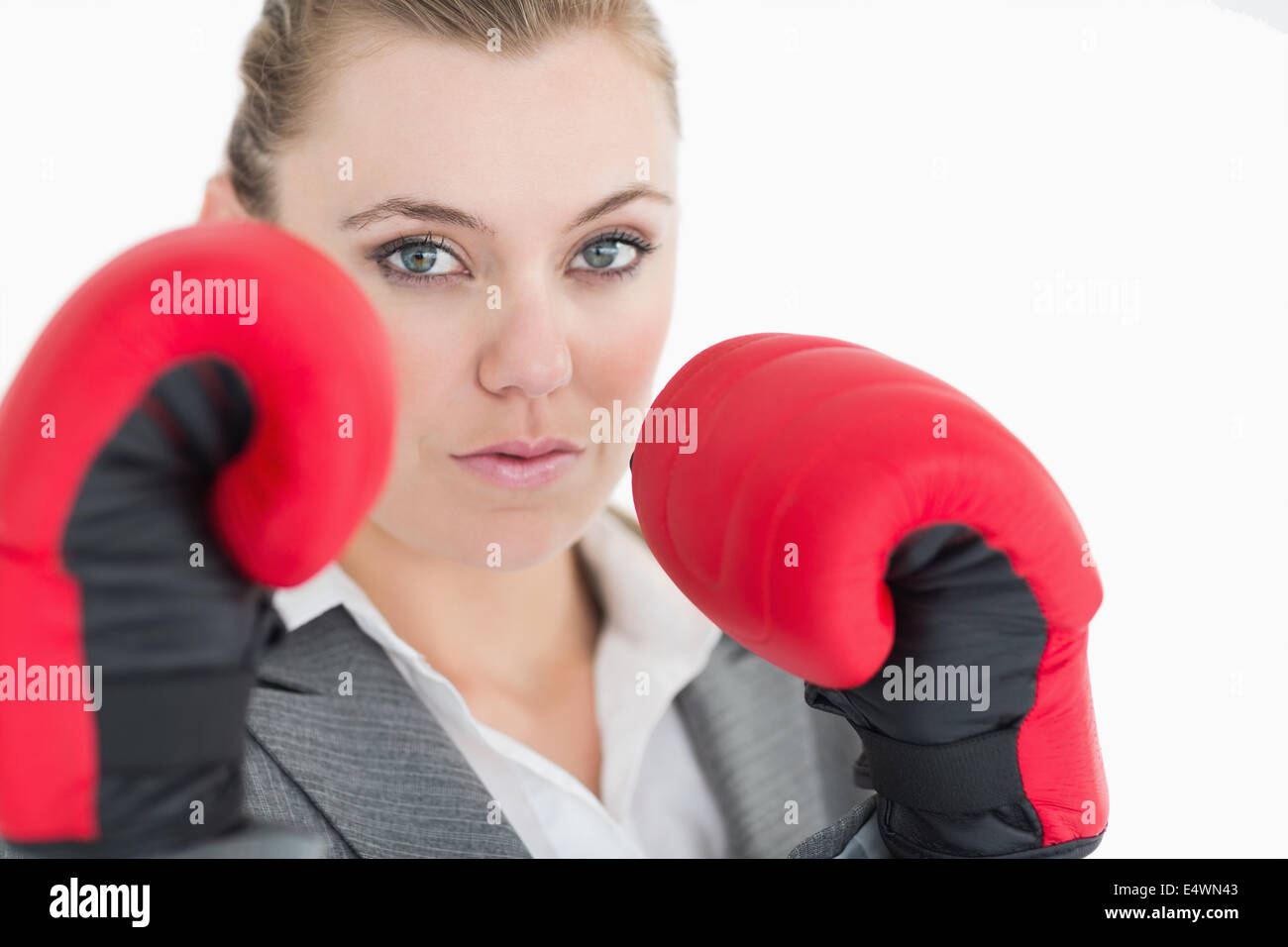 Woman in boxing gloves ready hi-res stock photography and images - Alamy