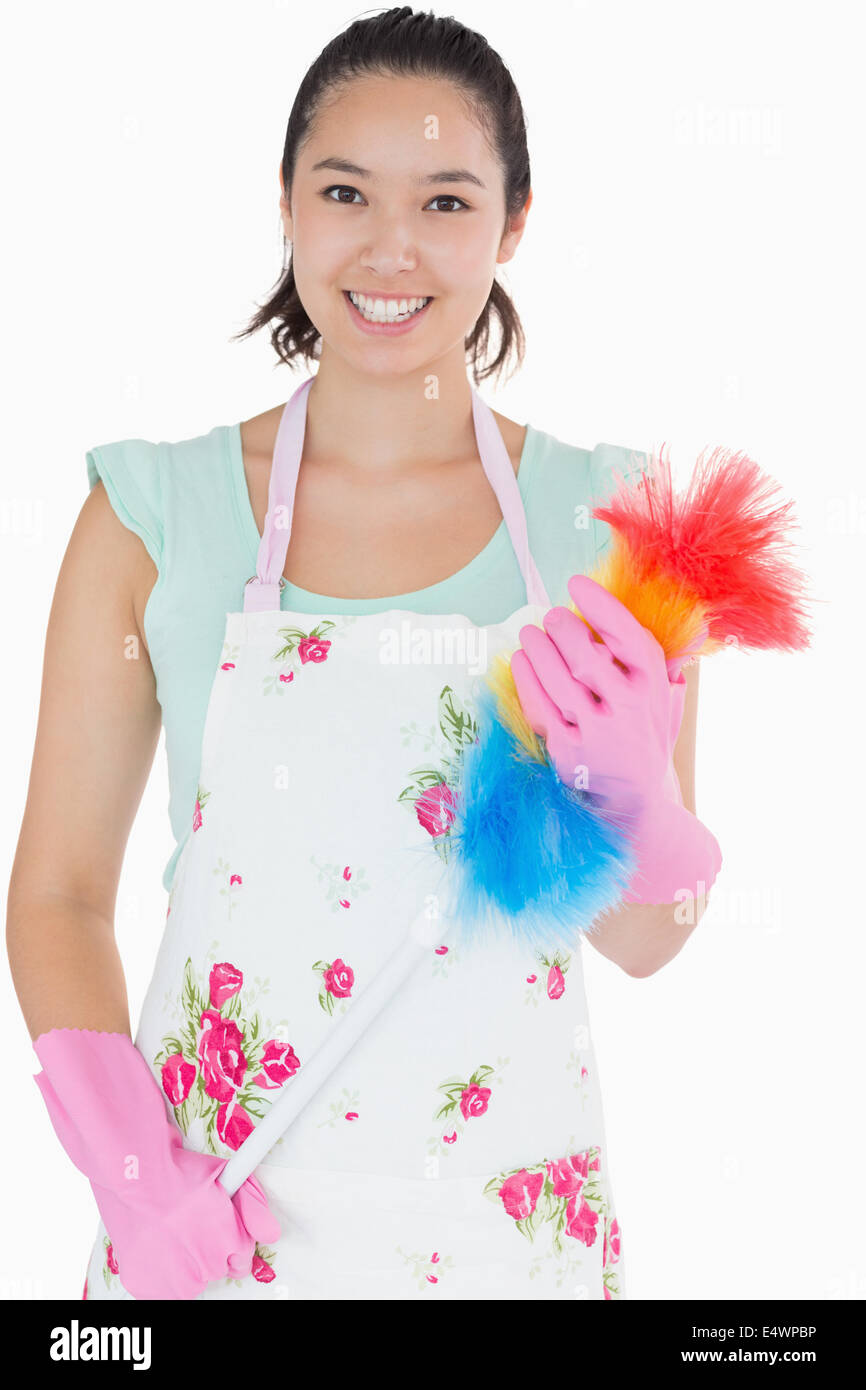 Woman feather duster hi-res stock photography and images - Alamy