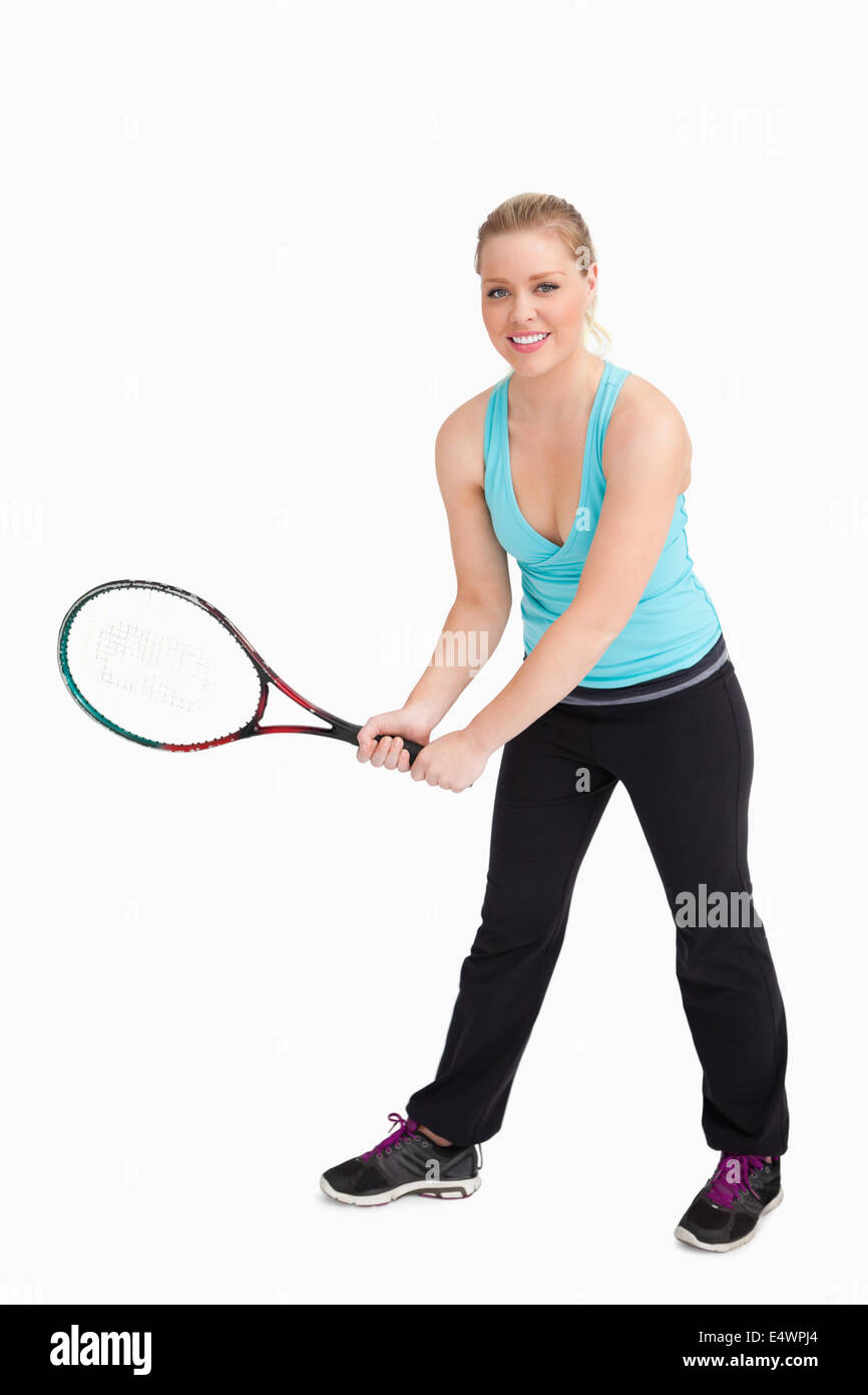Tennis racket ball and hands Cut Out Stock Images & Pictures - Alamy