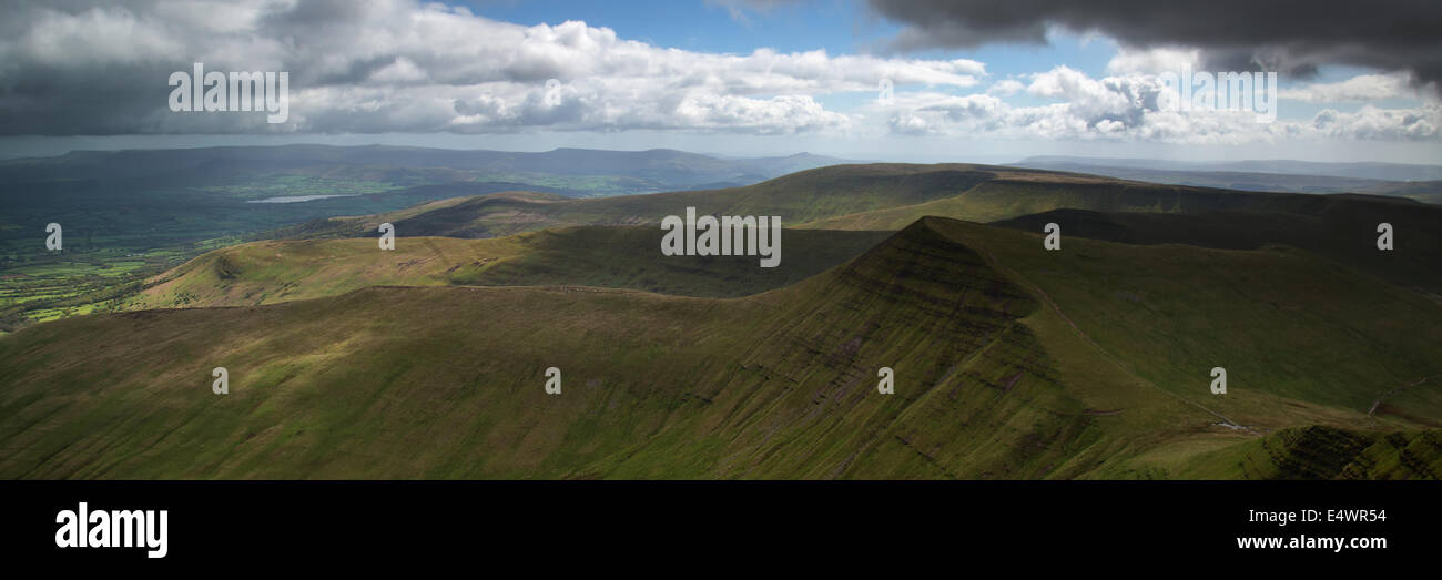 Landscape panorama of Cribyn peak from Pen-y-Fan mountain in Brecon ...