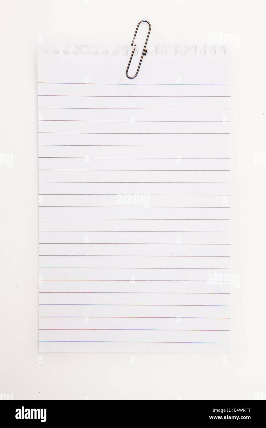 Blank page with grey paperclip Stock Photo - Alamy