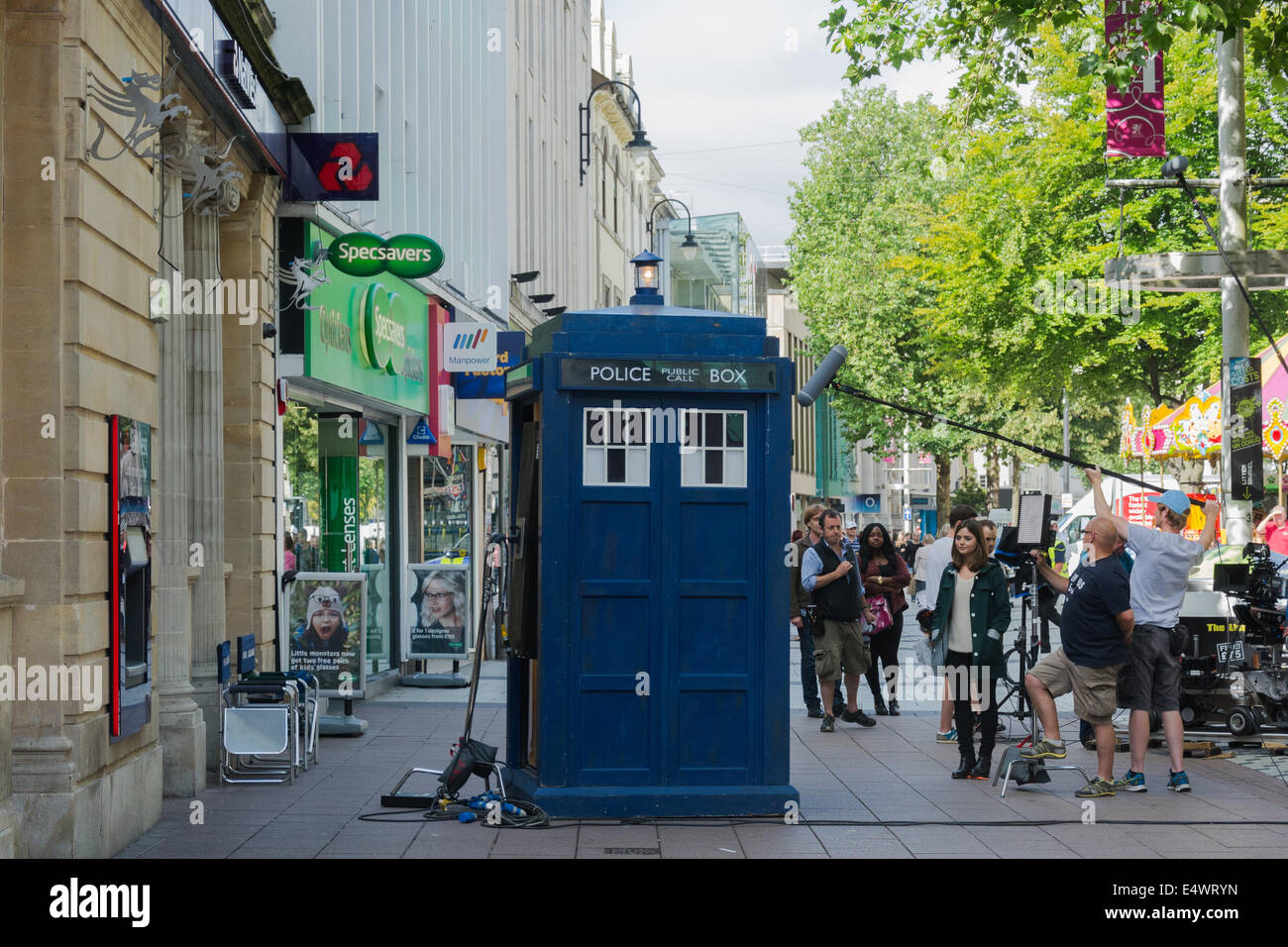 Cardiff, Wales, UK. 17th July, 2014. Jenna Coleman and the TARDIS on ...