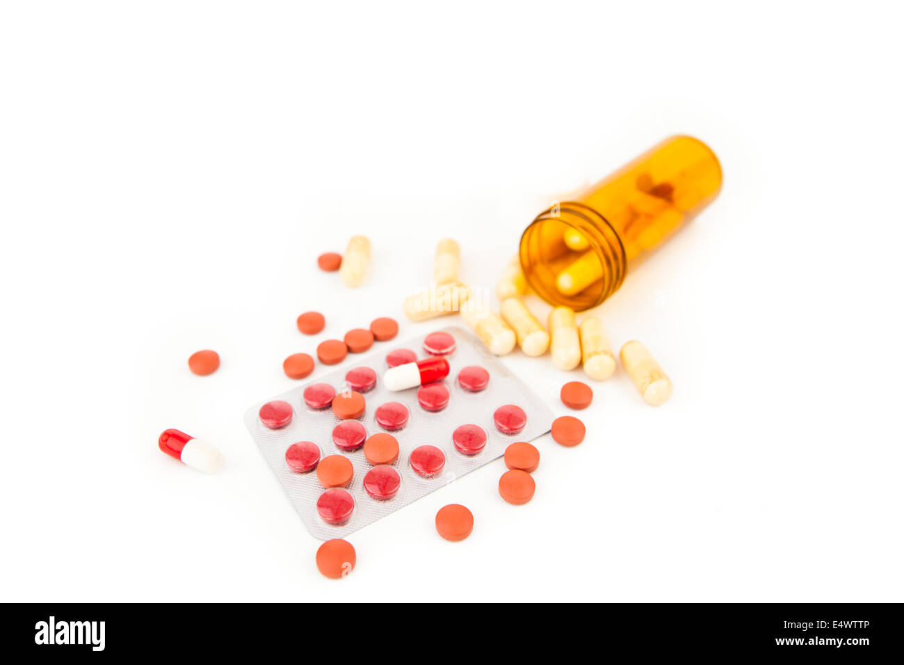 Bottle of medications knocked over Stock Photo - Alamy