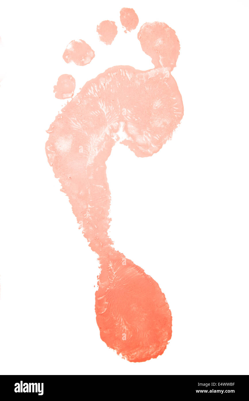 Footprint of a colour red Stock Photo - Alamy