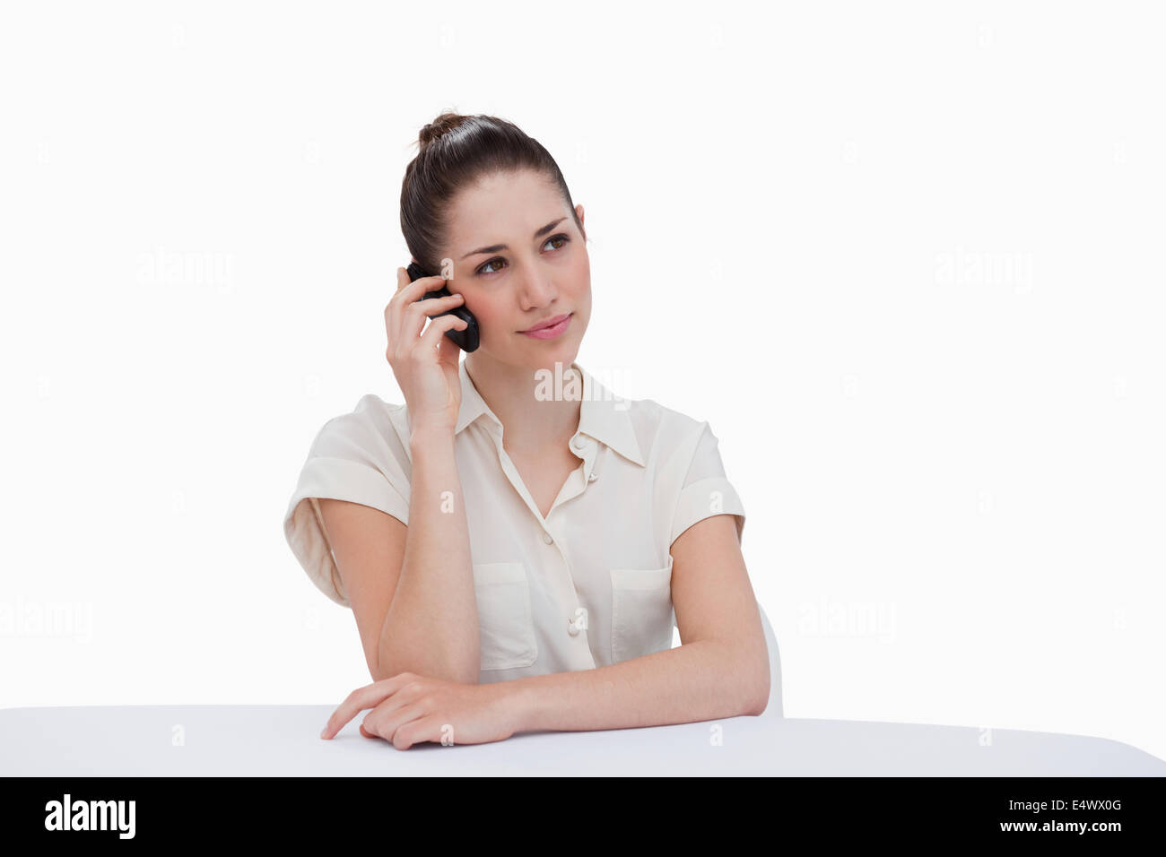 Young businesswoman making a phone call Stock Photo - Alamy