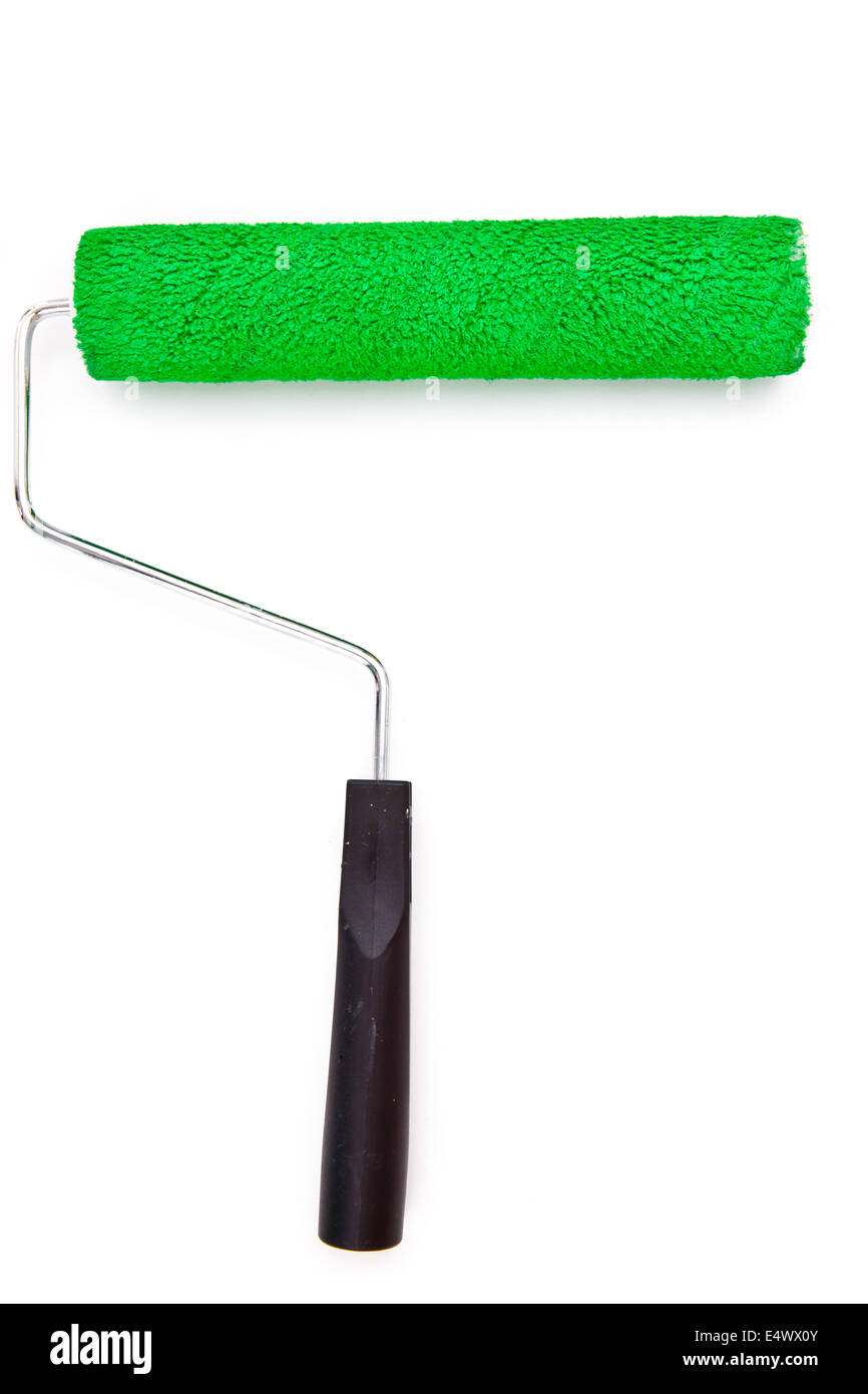 Green paint roller Stock Photo - Alamy