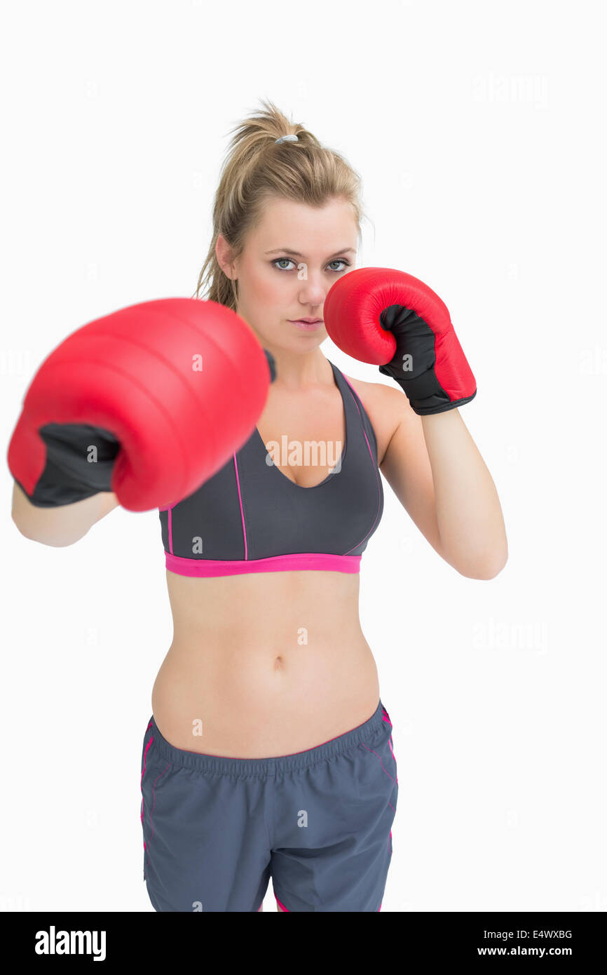 Woman standing in boxing gear Stock Photo - Alamy