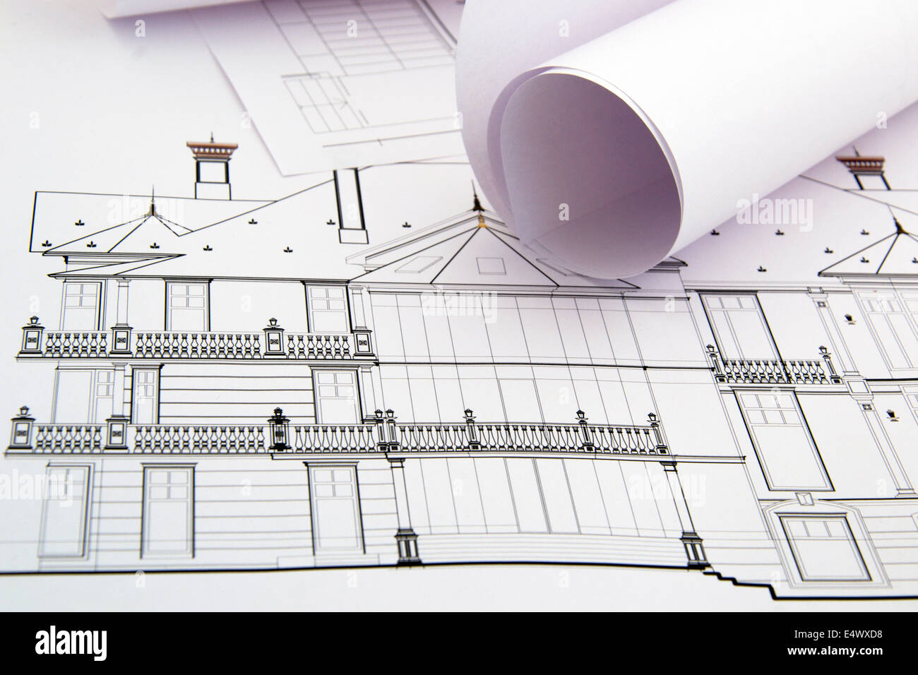 Architectural drawings of the building in the unfolded state Stock ...