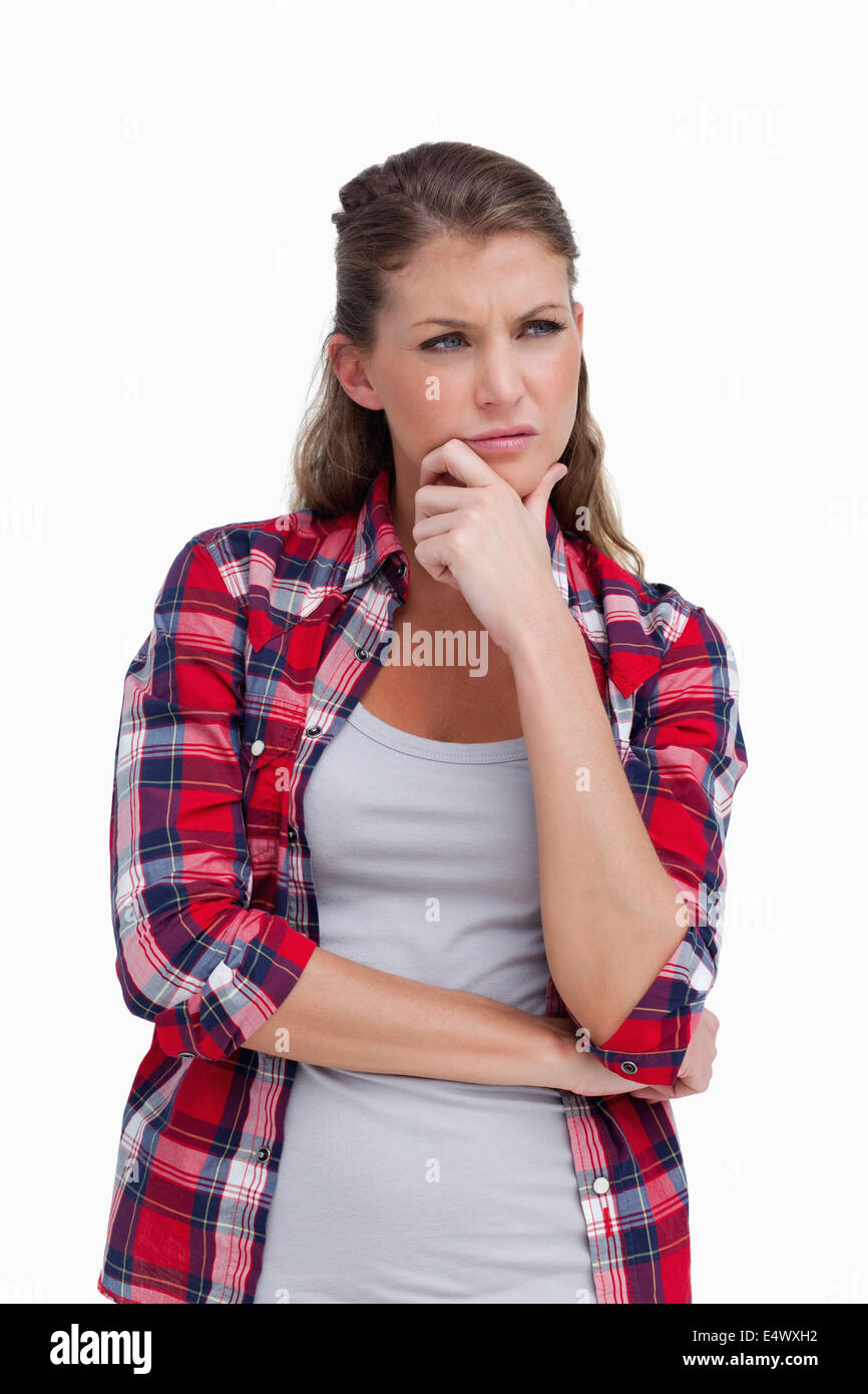 Portrait of a woman thinking Stock Photo - Alamy