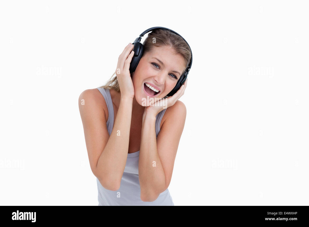 Woman singing headset hi-res stock photography and images - Alamy