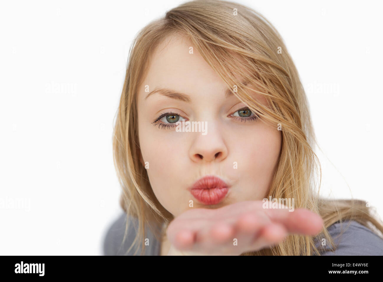 Woman face blonde blowing hi-res stock photography and images - Alamy
