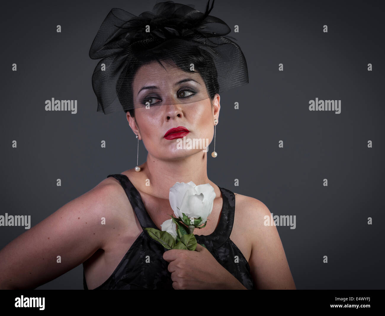 Widow At Funeral. Portrait of young girl Stock Photo - Alamy