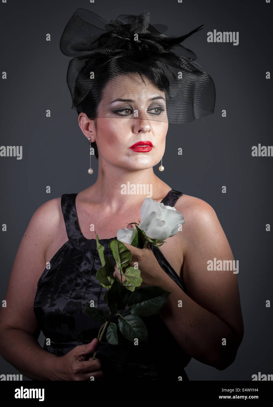 Widow At Funeral. Portrait of young girl Stock Photo - Alamy