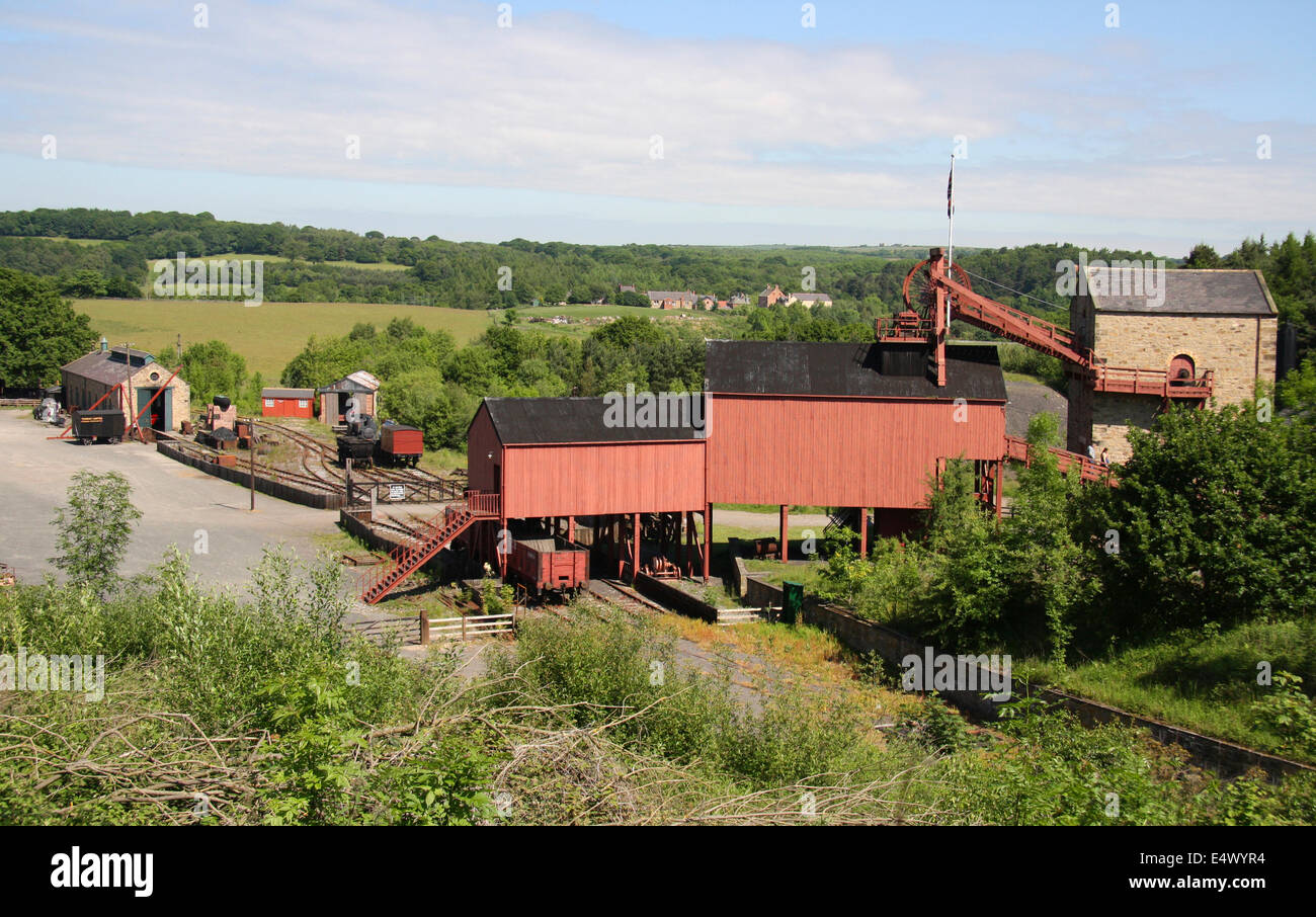 View of the coal mine at Beamish Open Air Living Museum in Durham, UK ...