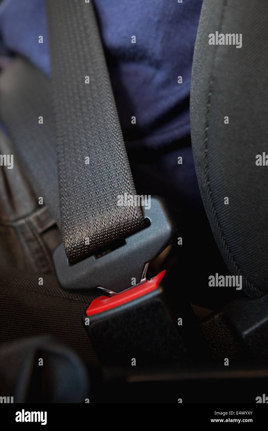 Person being seated with fastened seatbelt Stock Photo - Alamy