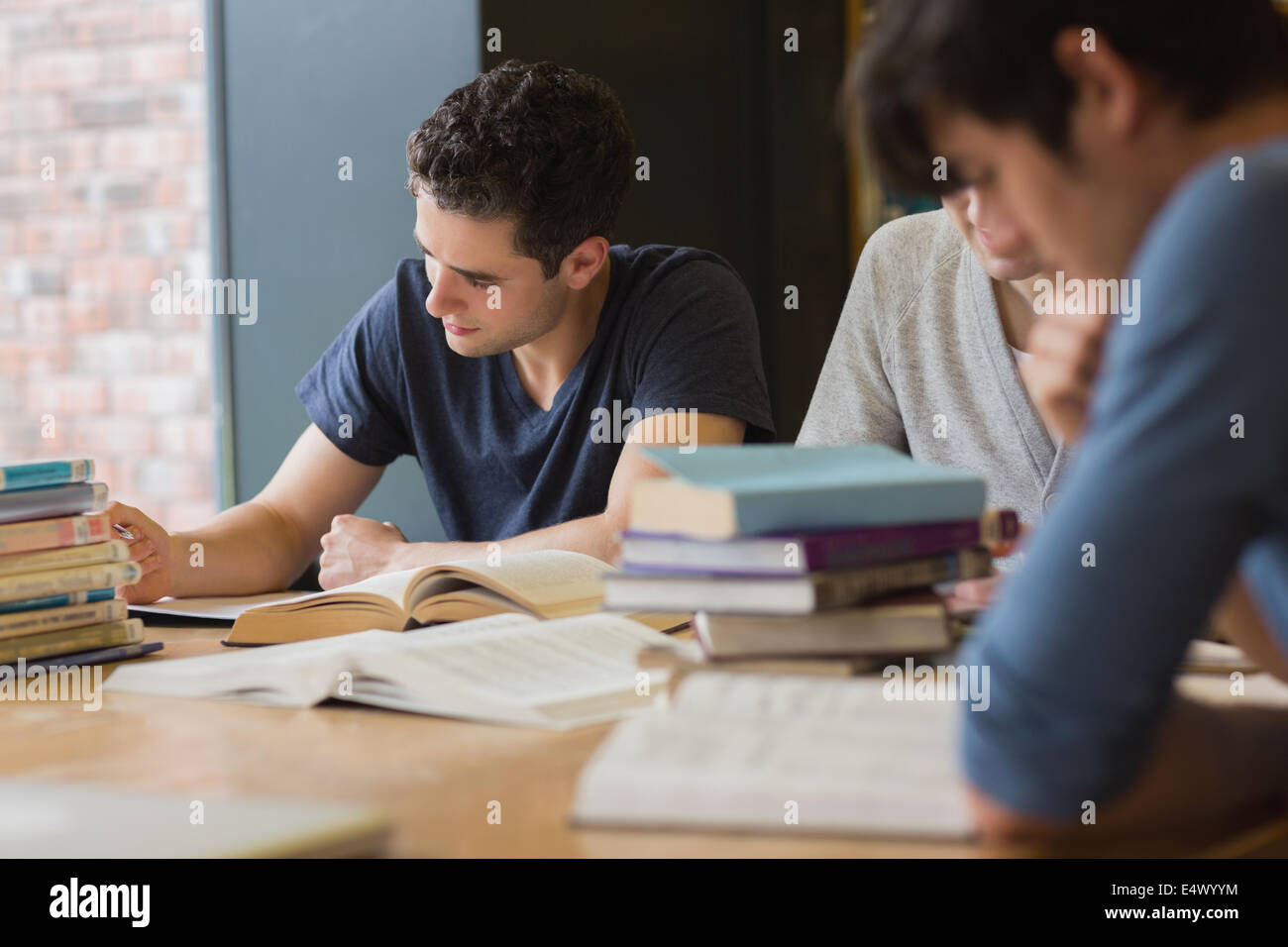 People sitting at the table doing homework Stock Photo - Alamy