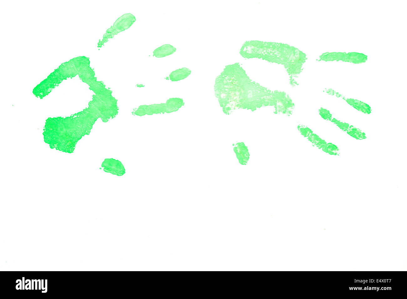 Two green handprints Stock Photo - Alamy